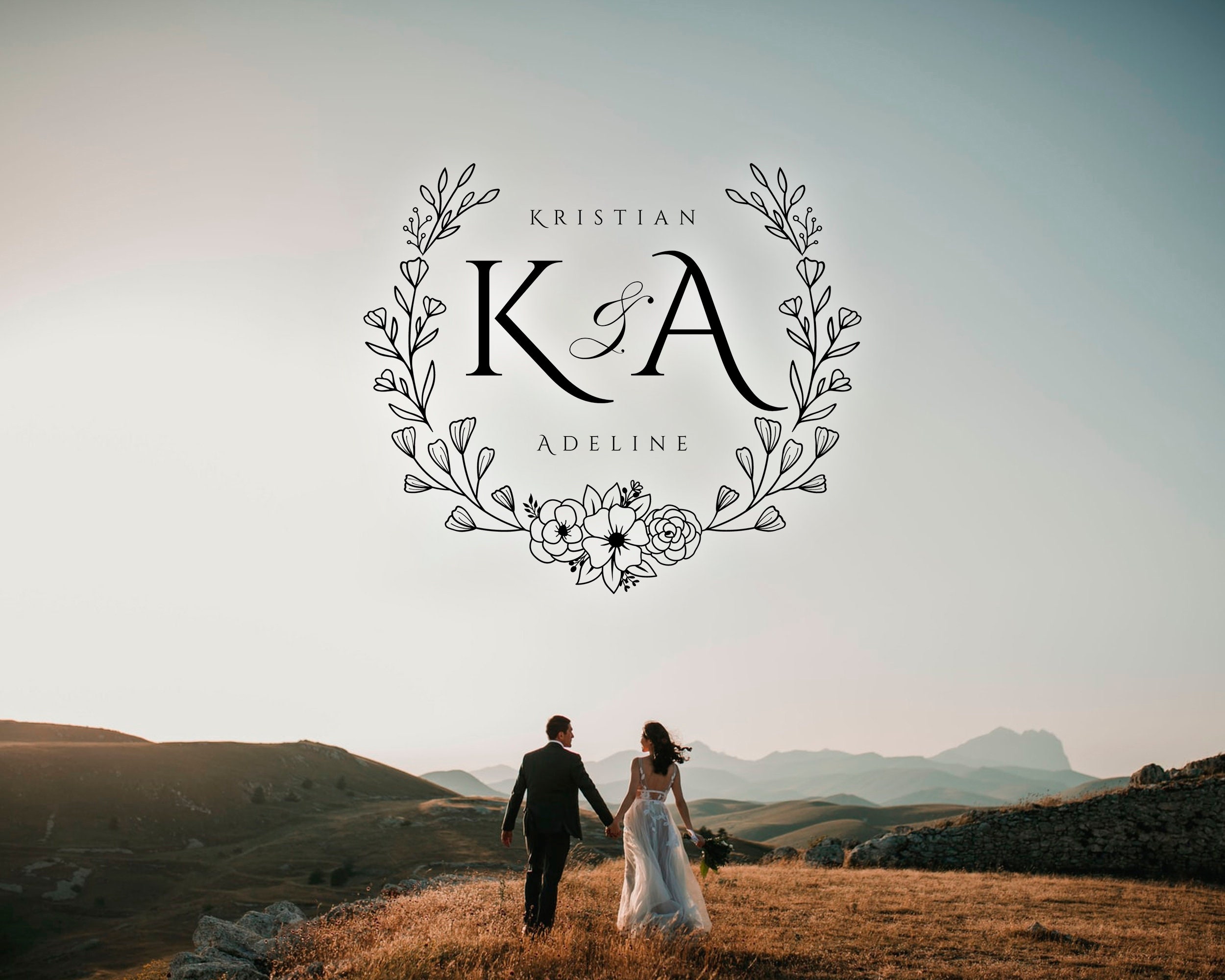 Simple Wedding Logo Floral Wedding Monogram Logo Editable - Etsy