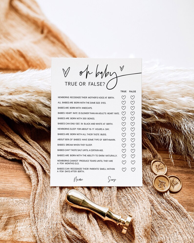 True or False Baby Shower Game Printable Oh Baby True or False Funny ...