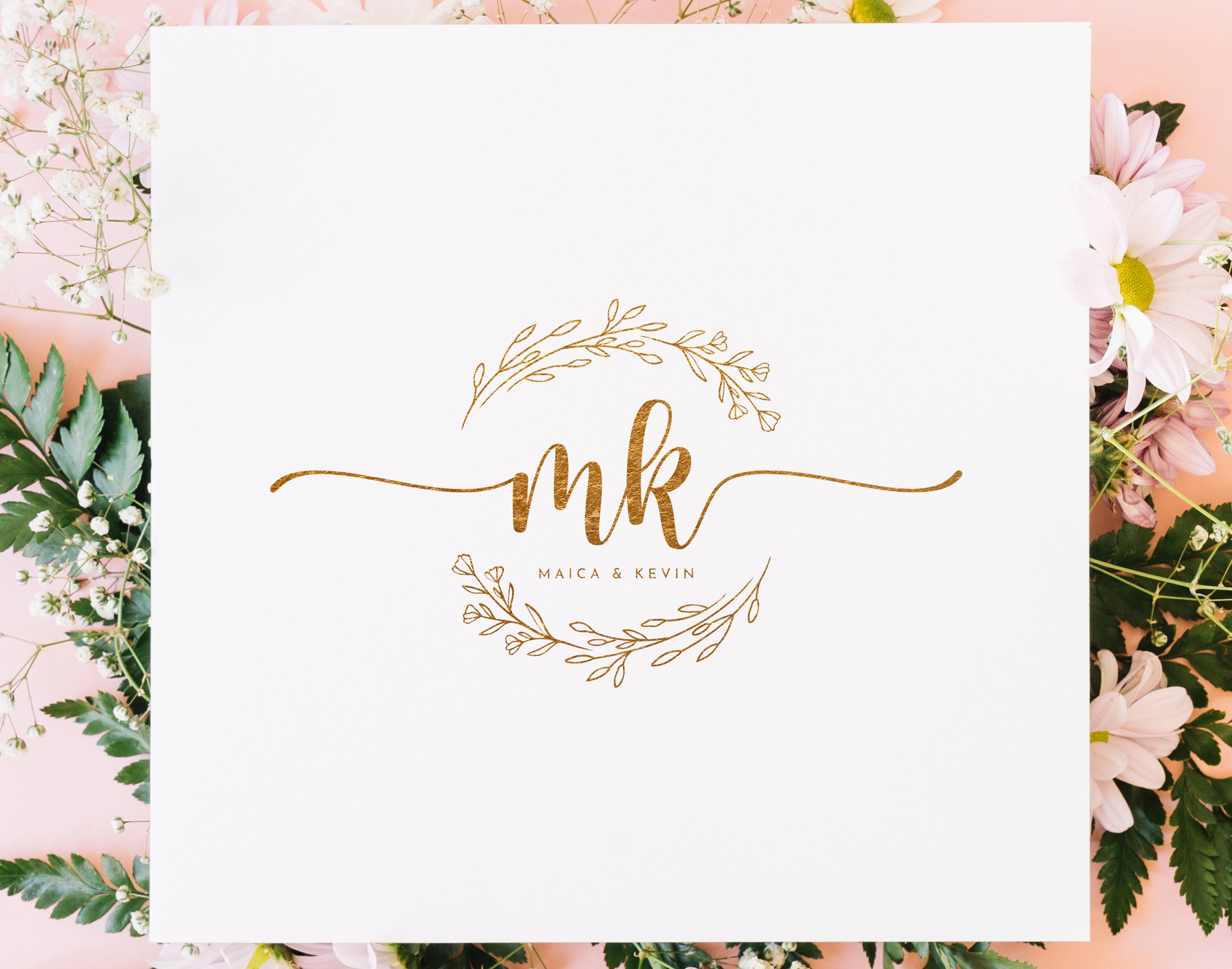 Simple Wedding Logo Floral Wedding Monogram Logo Editable - Etsy