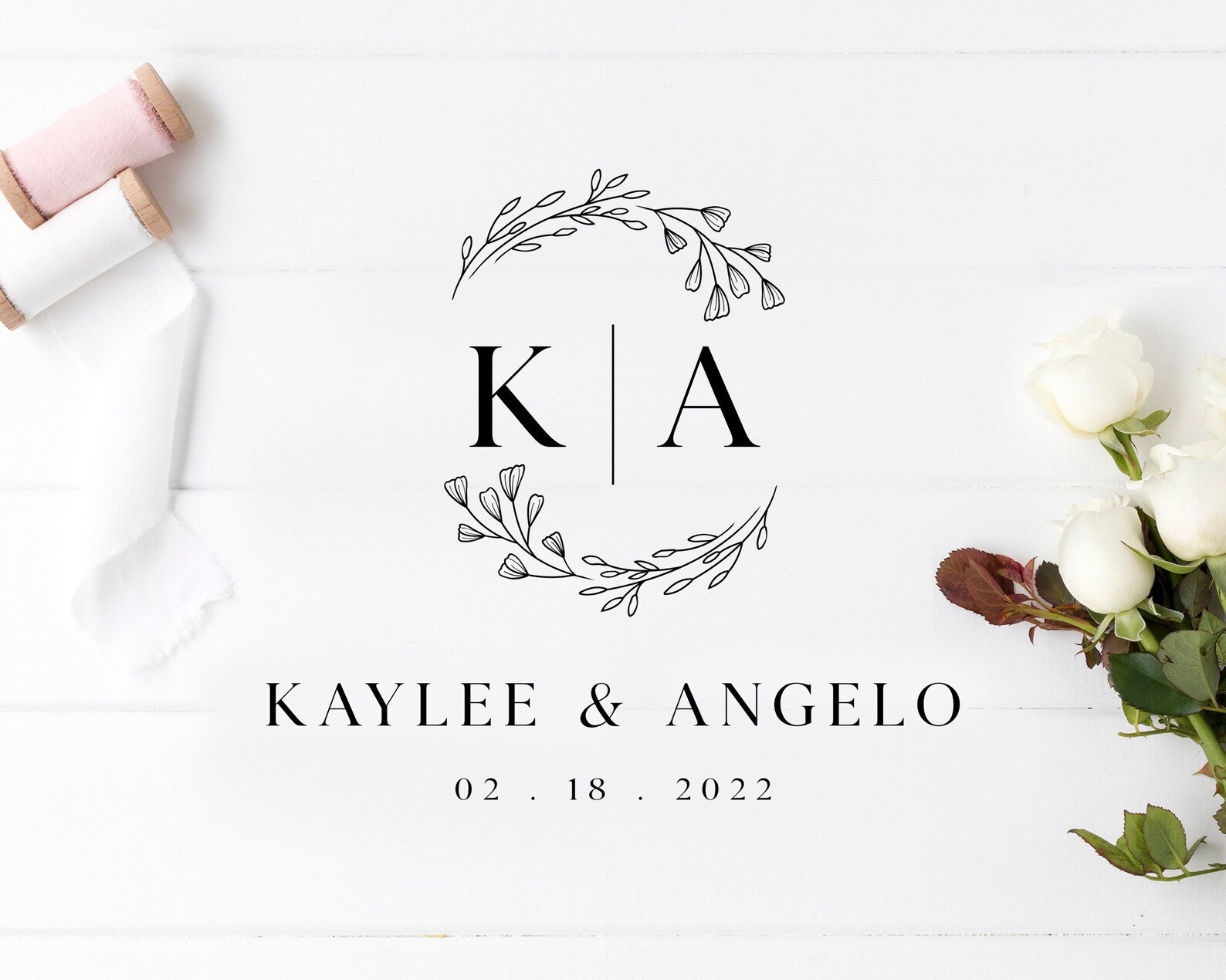 Simple Wedding Logo Floral Wedding Monogram Logo Editable - Etsy