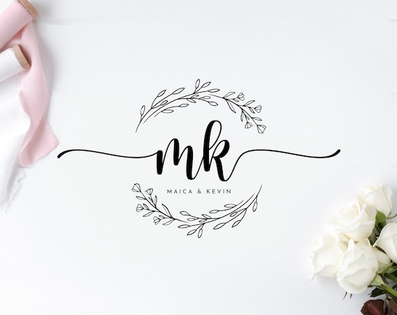 Simple Wedding Logo Floral Wedding Monogram Logo Editable - Etsy