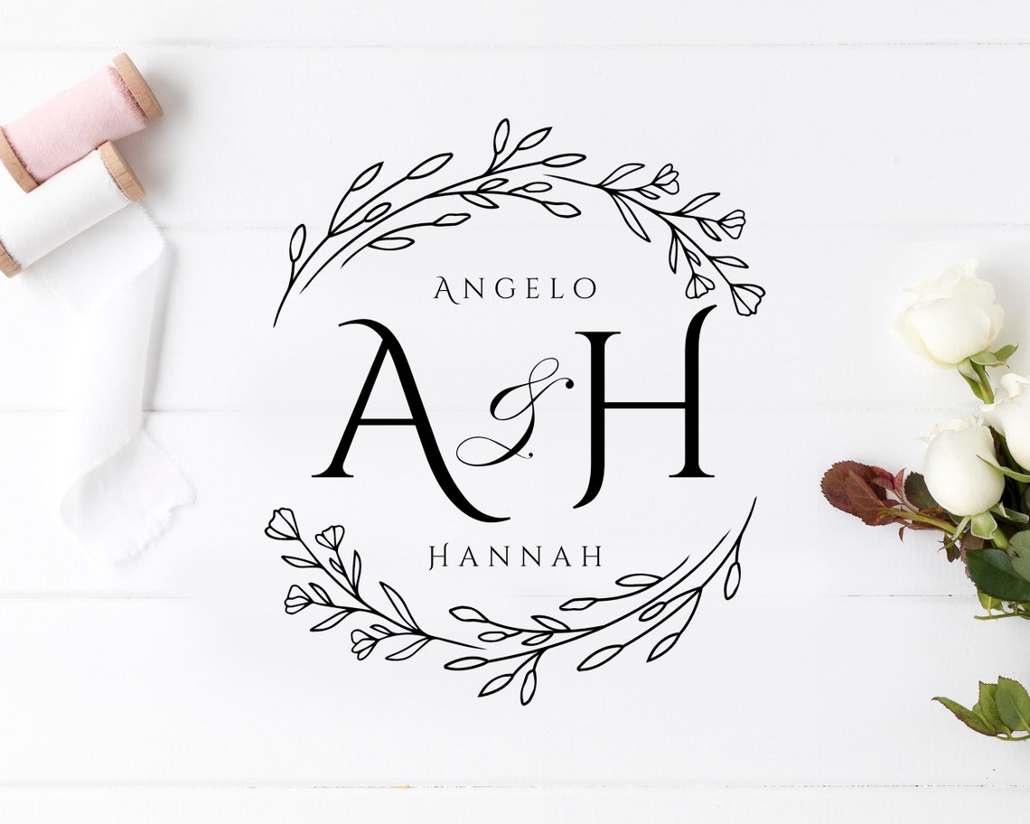 Simple Wedding Logo Floral Wedding Monogram Logo Floral - Etsy