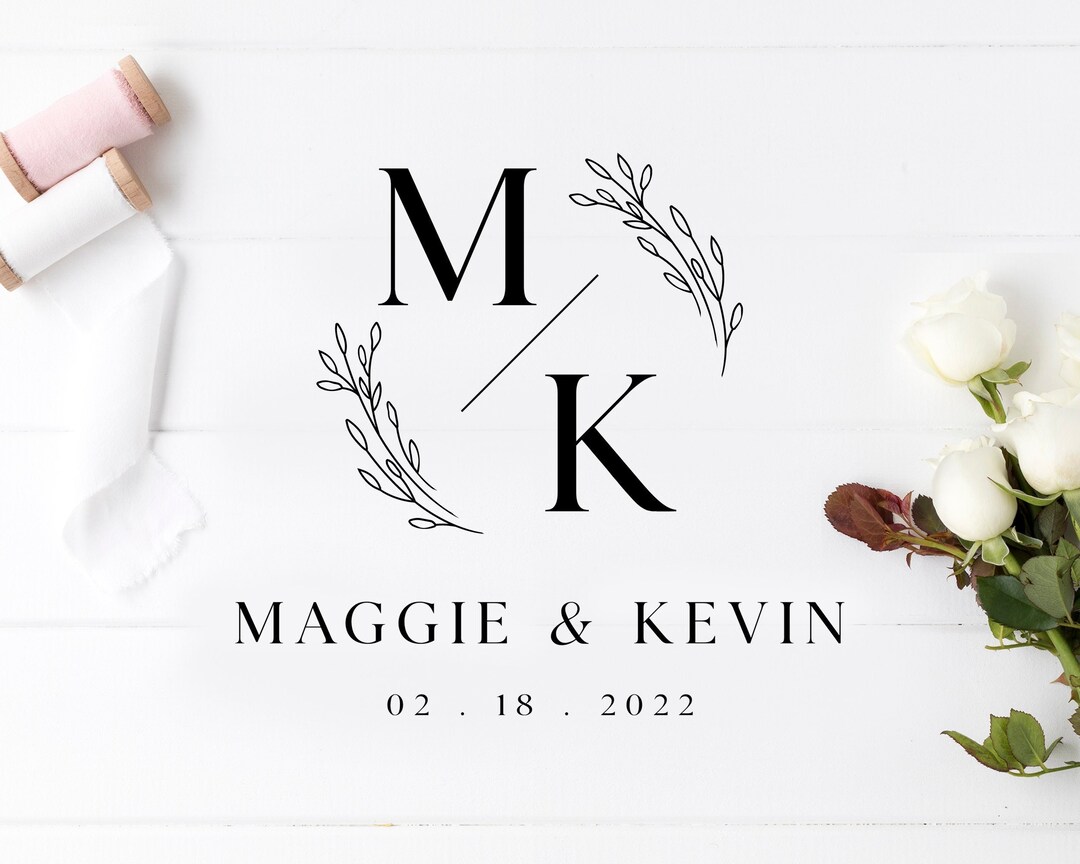 Simple Wedding Logo, Floral Wedding Monogram Logo, Editable Custom Logo ...