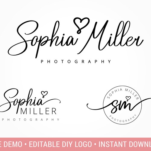 Heart Signature Logo Design Instant Download DIY Premade - Etsy