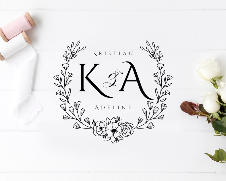 Simple Wedding Logo Floral Wedding Monogram Logo Editable - Etsy