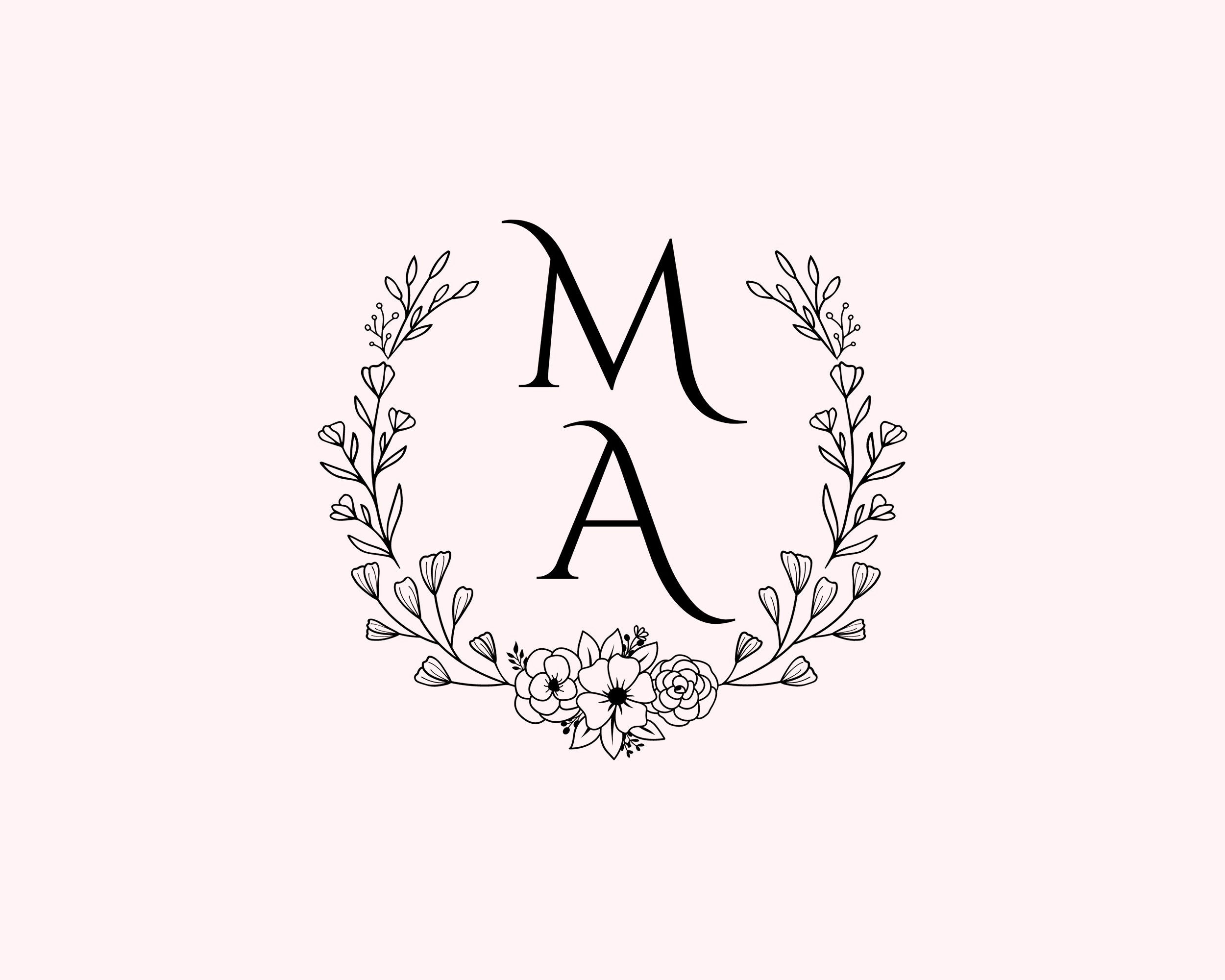 Simple Wedding Logo Floral Wedding Monogram Logo Editable - Etsy