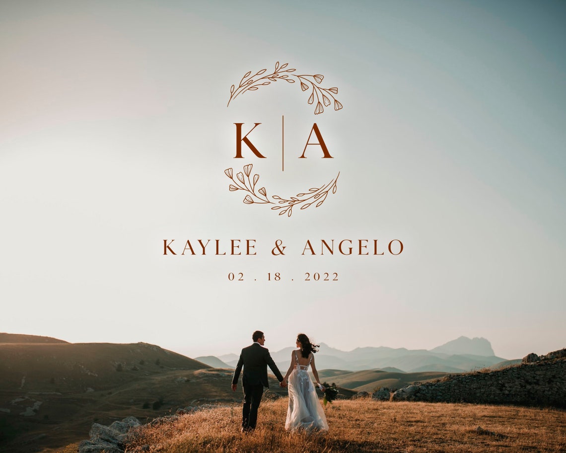 Simple Wedding Logo Floral Wedding Monogram Logo Editable - Etsy