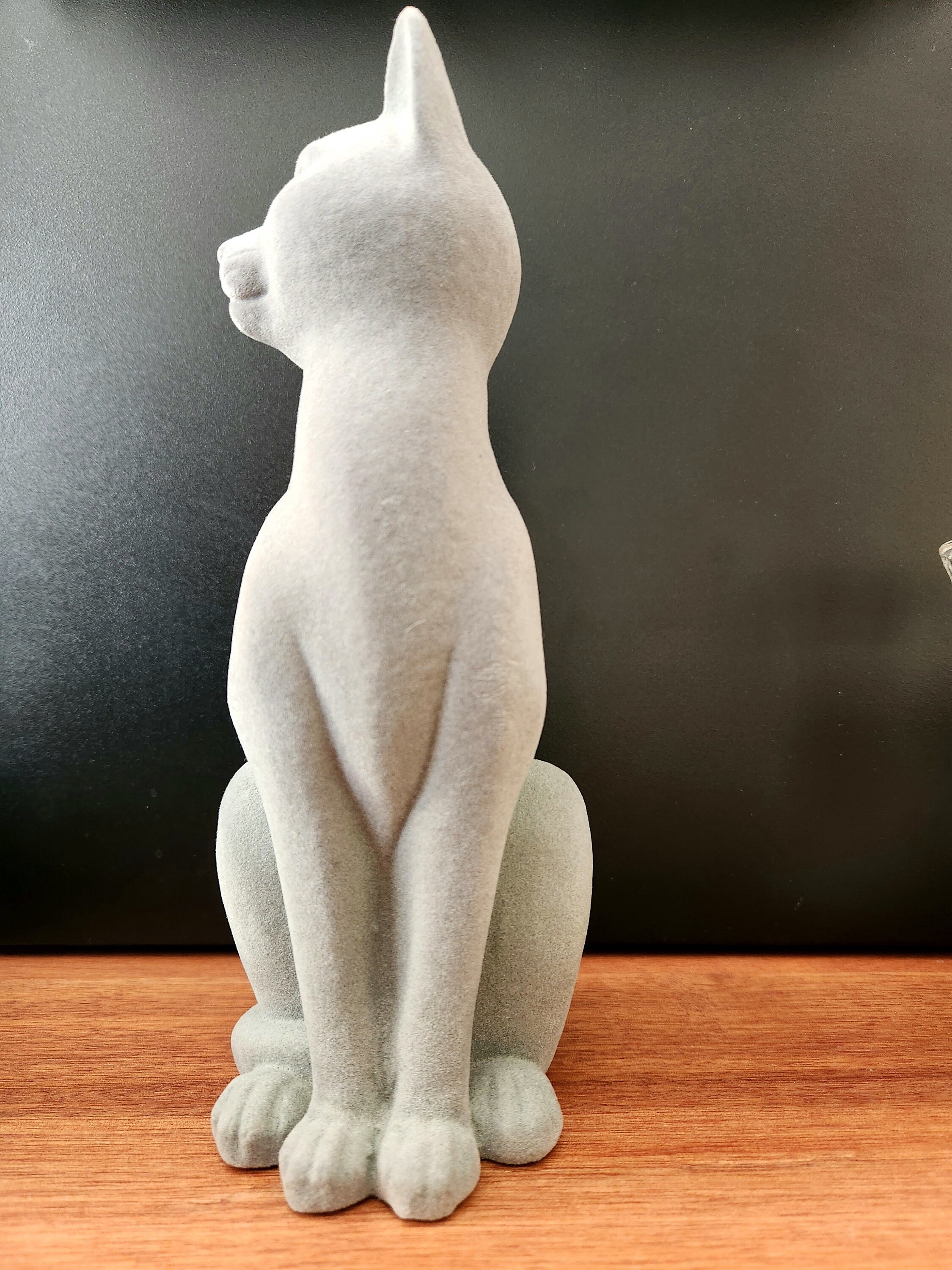 Plaster Moulded Grey Velveteen Cat - Etsy
