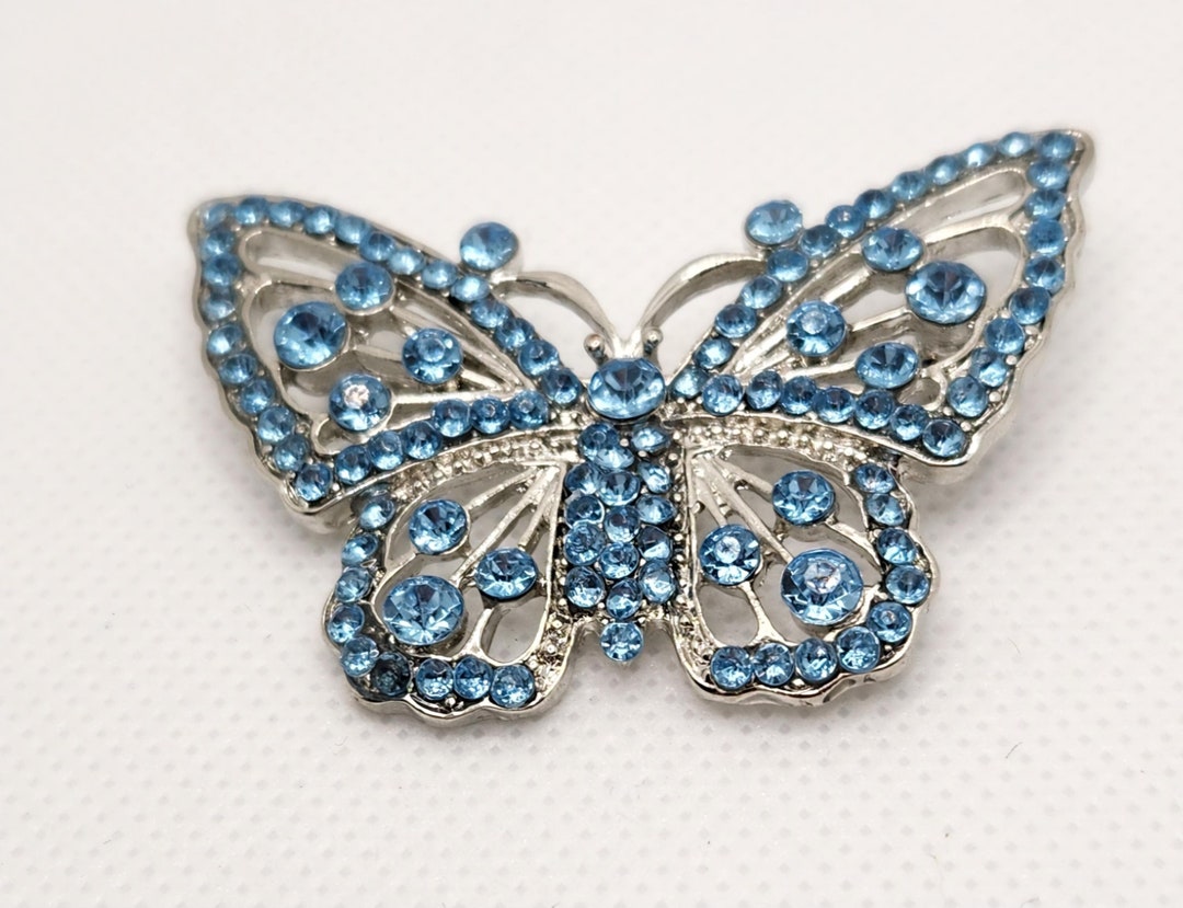 Retro Blue Butterfly Brooch - Etsy