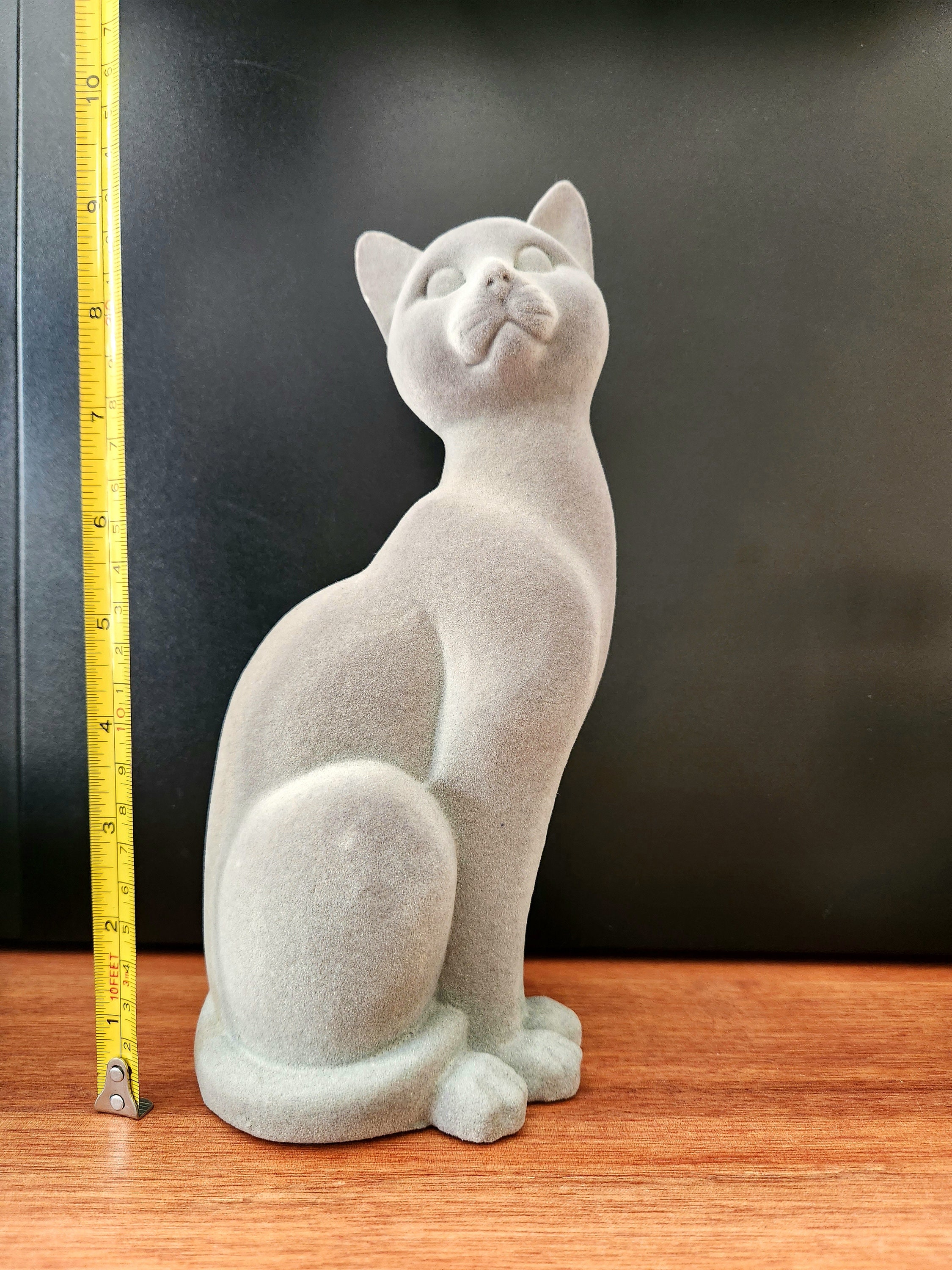 Plaster Moulded Grey Velveteen Cat - Etsy