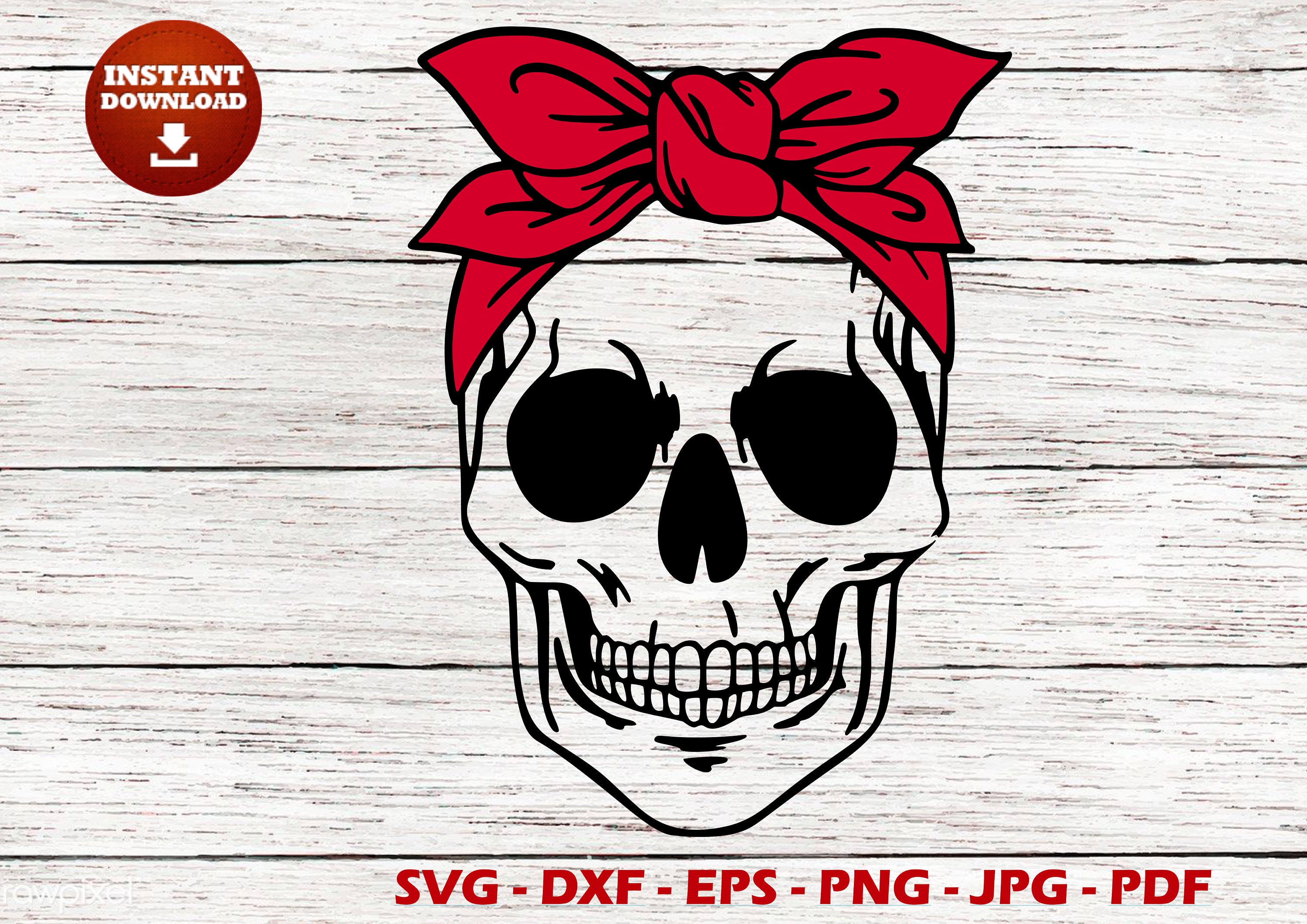 Skull With Bandana SVG - Etsy