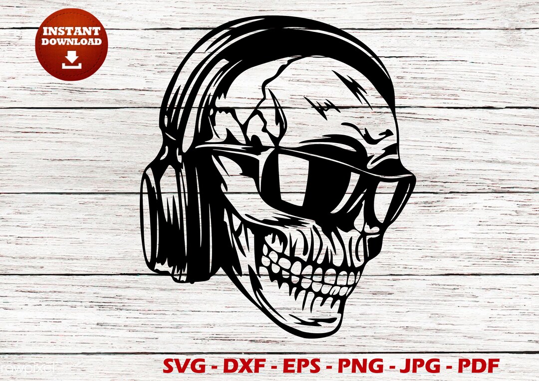 DJ Skull SVG - Etsy