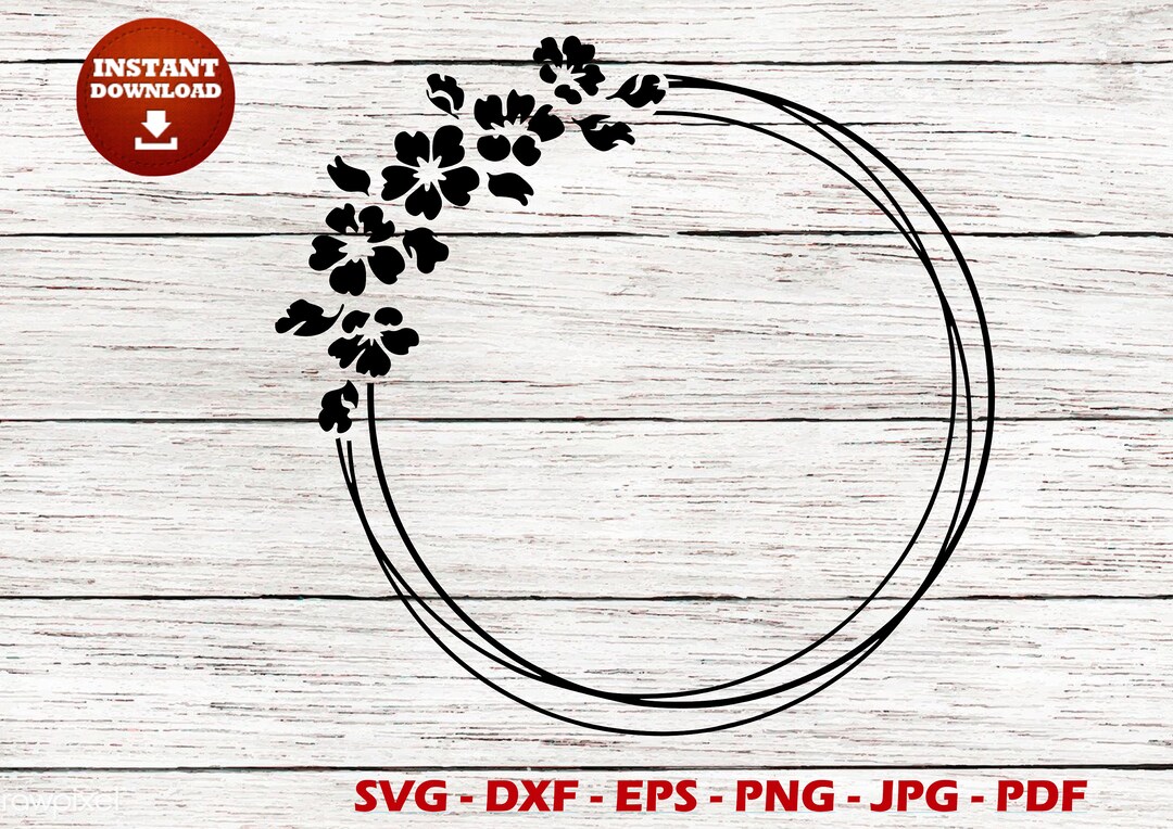 Floral Circle Frame SVG - Etsy