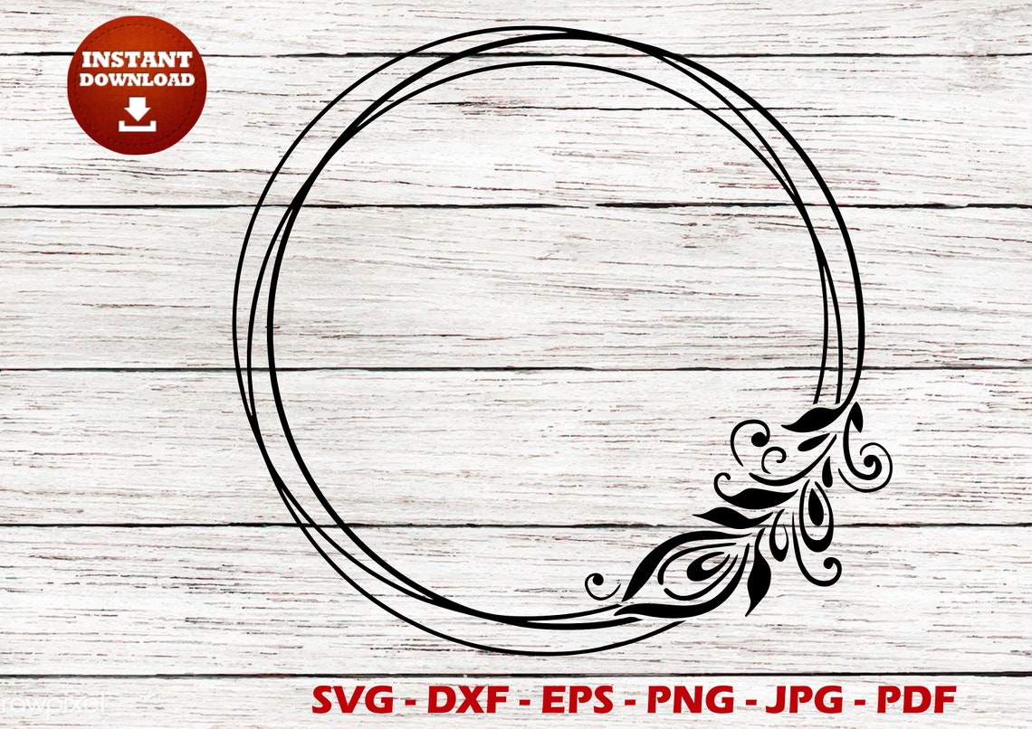 Feather Circle Frame SVG - Etsy