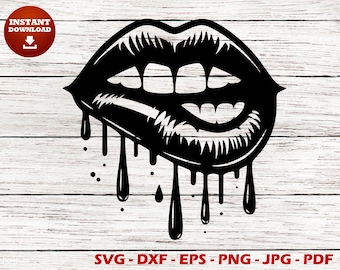 Girl Lip Bite Biting Women Mouth Cuttable Design SVG PNG DXF & Eps ...