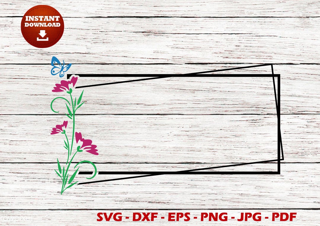 Floral Square Frame SVG - Etsy