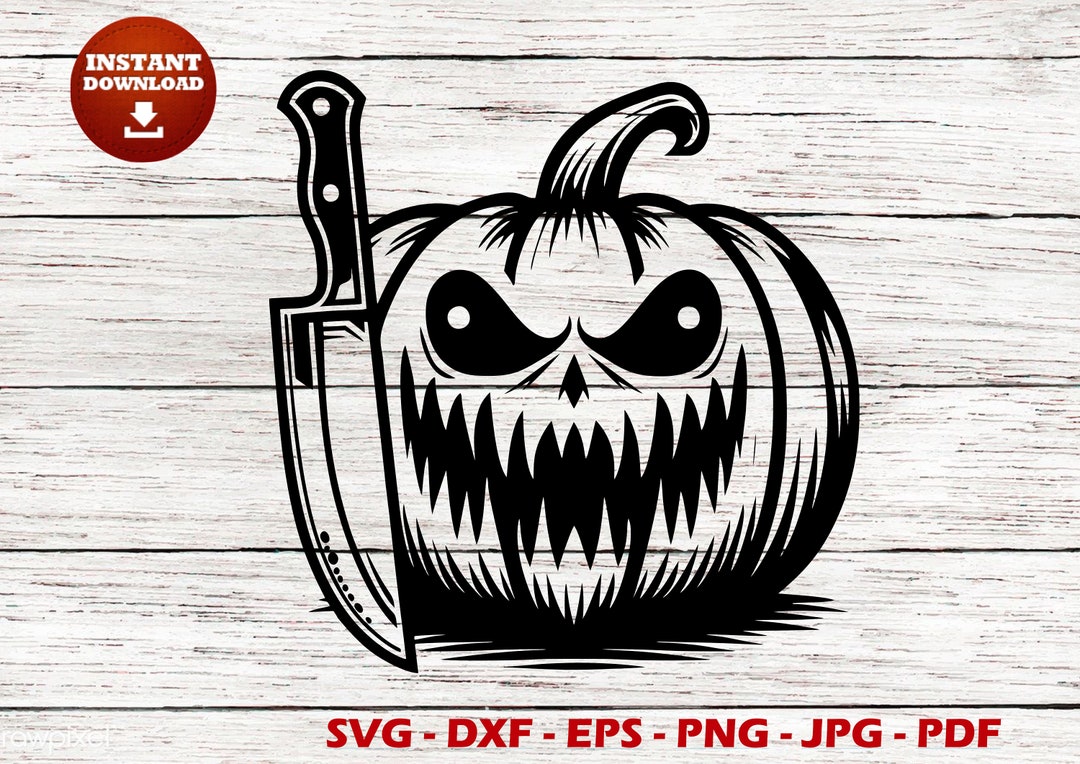 Scary Pumpkin SVG - Etsy