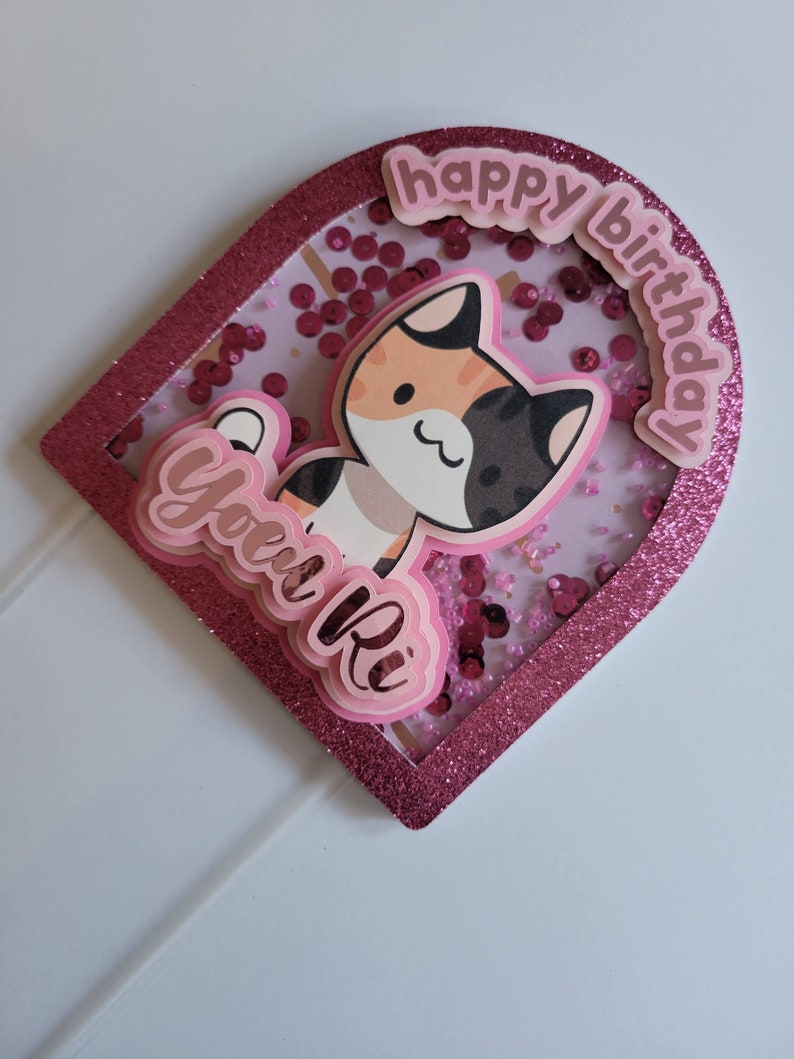Custom Calico Cat Cake Shaker Topper Happy Birthday - Etsy