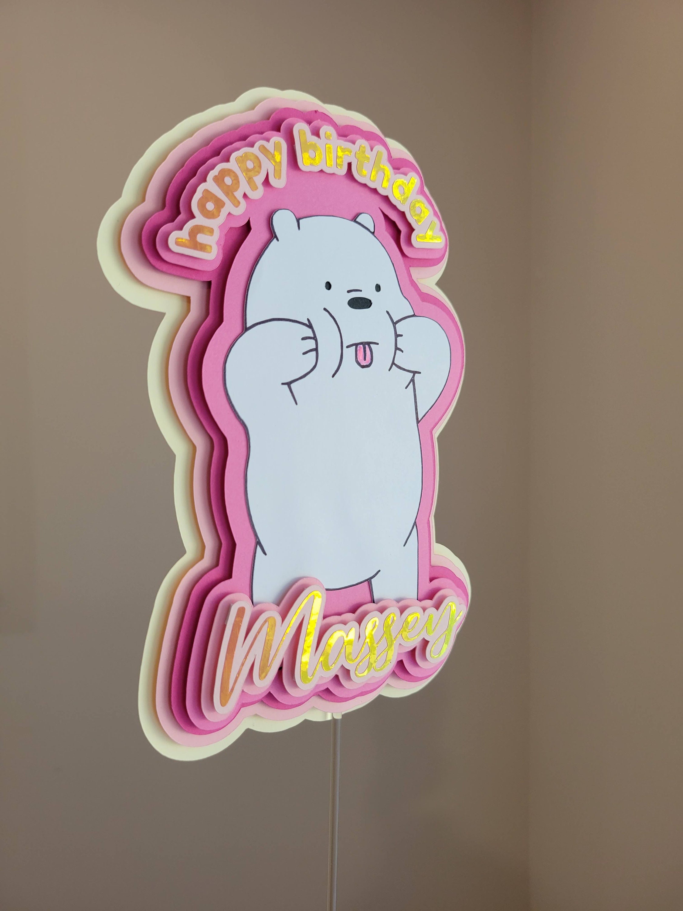 We Bare Bears Ice Bear Character 3D Cake Topper Sign Happy - Etsy