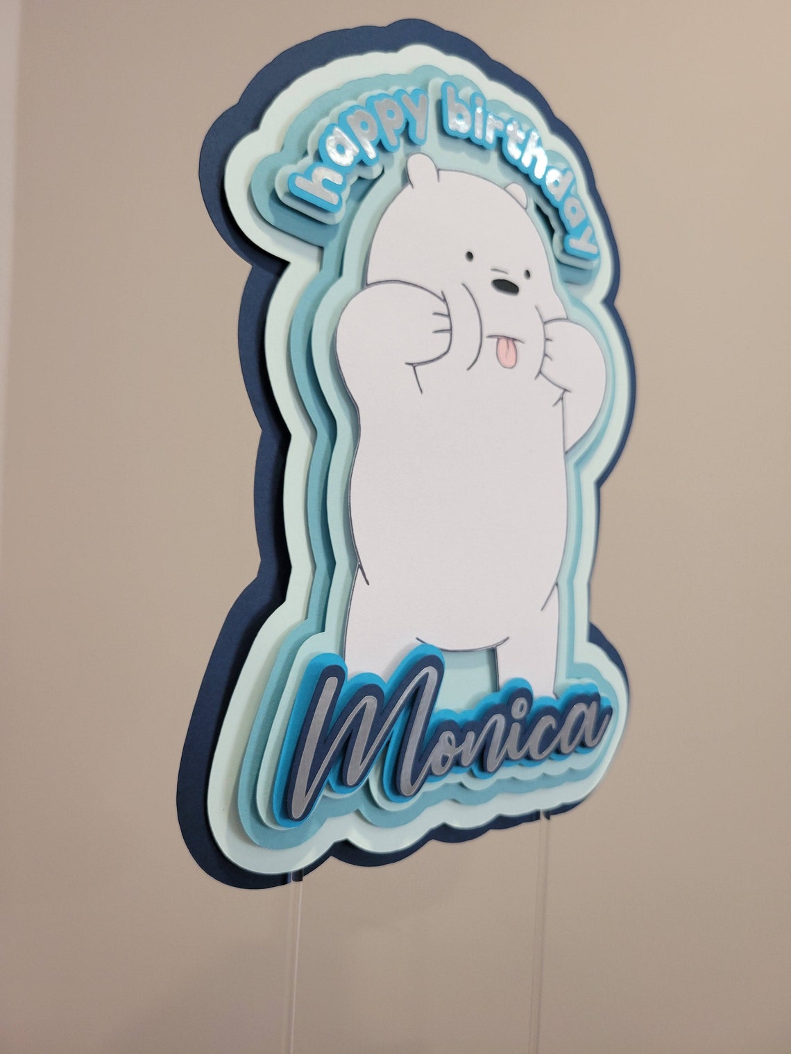 We Bare Bears Ice Bear Character 3D Cake Topper Sign Happy - Etsy