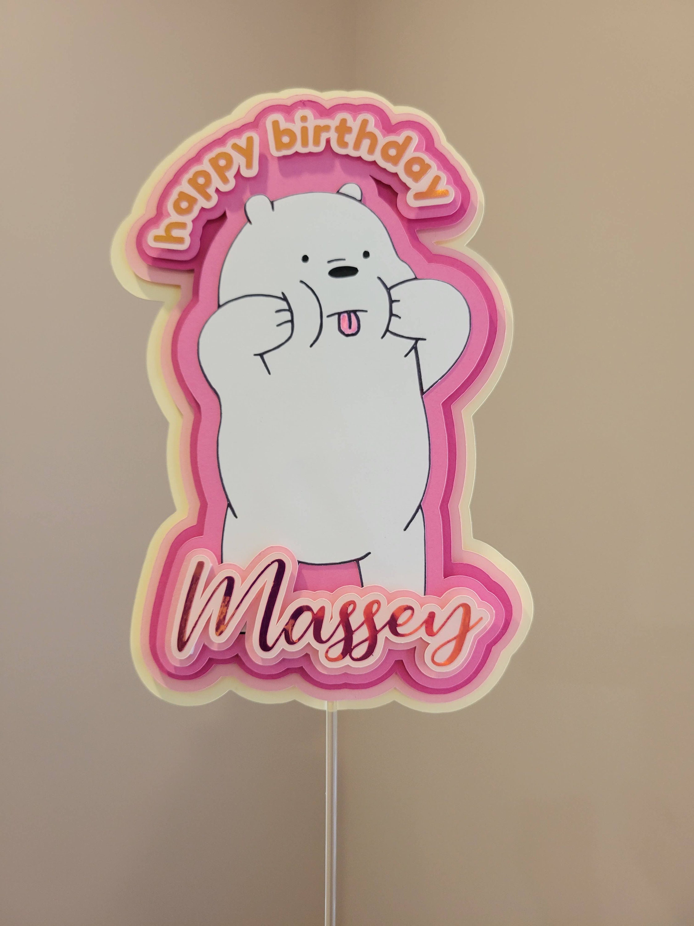 We Bare Bears Ice Bear Character 3D Cake Topper Sign Happy - Etsy