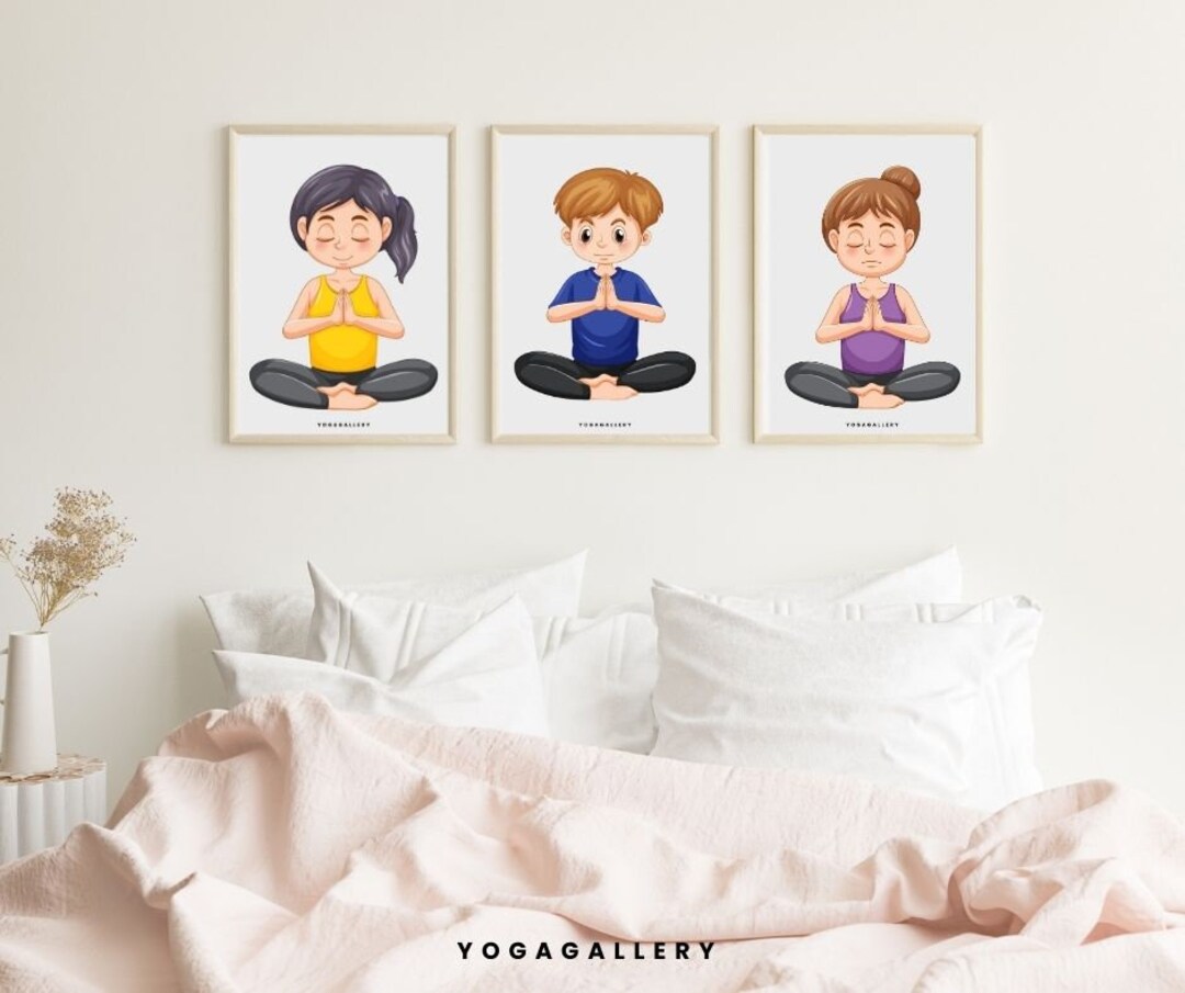 Set of 3 Printable Poster, Yoga Pose Poster Abstract Art Wall Decor ...
