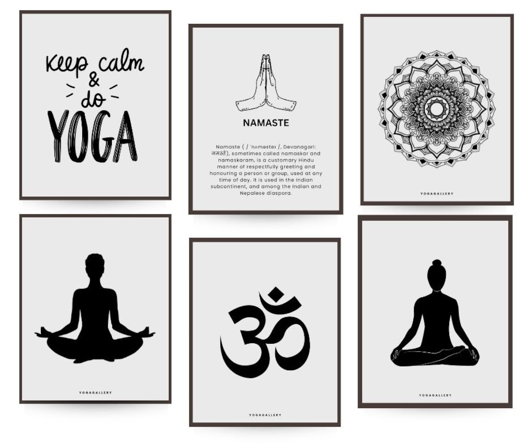Yoga Poster, Set of 6 Printable Poster, Yoga Art Wall Decor, Yoga Pose ...