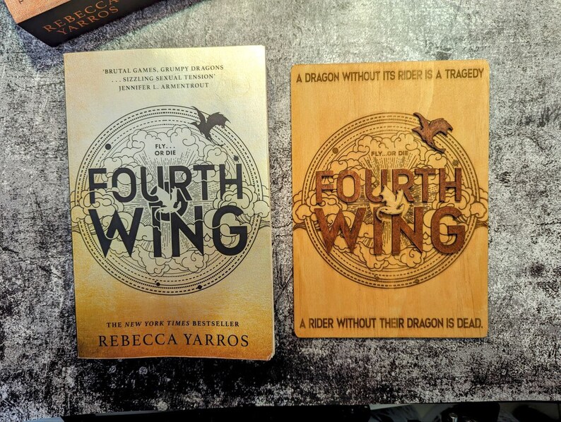 Fourth Wing Wall Art Wooden Book Cover Custom Designed Engraved Book ...