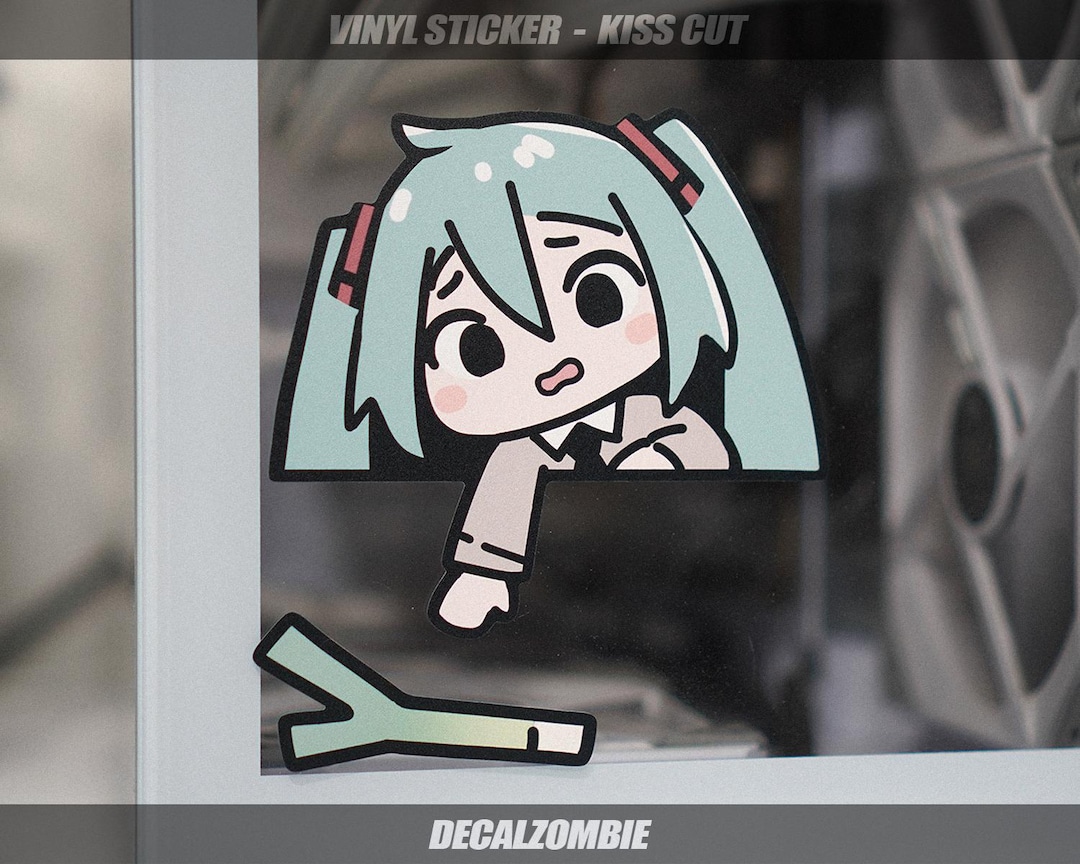 Miku Drops Her Leek !! :( - Vinyl Sticker | Vocaloid Miku Anime Peeker ...