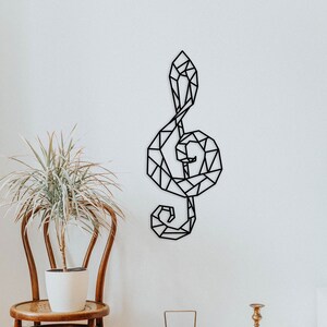 Clef Metal Wall Art, Metal Wall Art Decor, Black Clef Decor, Geometric ...