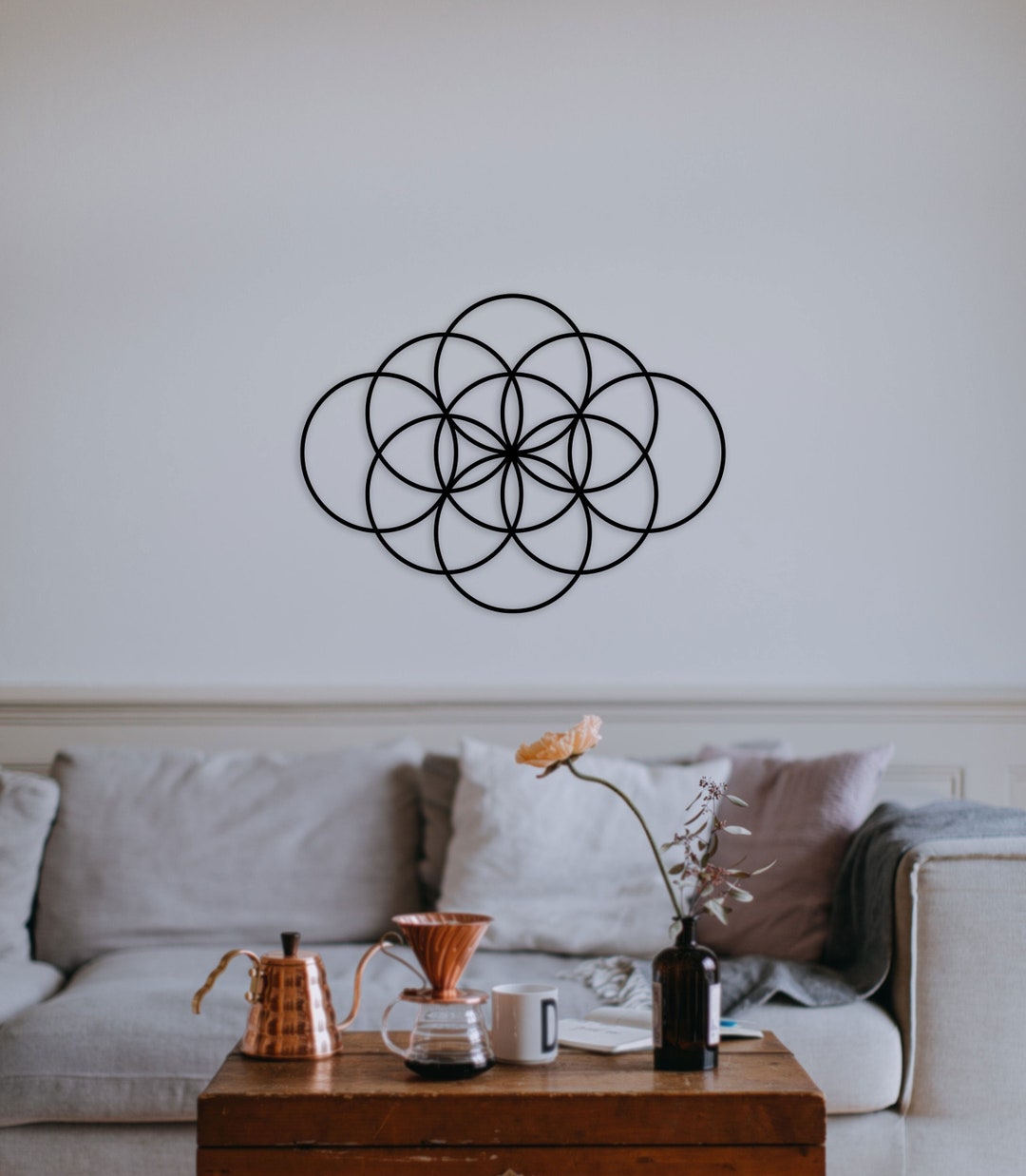 Modern Geometrical Shapes Metal Wall Art, Circles Metal Decor ...