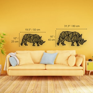 Linear Rhino Metal Wall Art, Rhino Metal Wall Decor, Animal Wall Sign ...