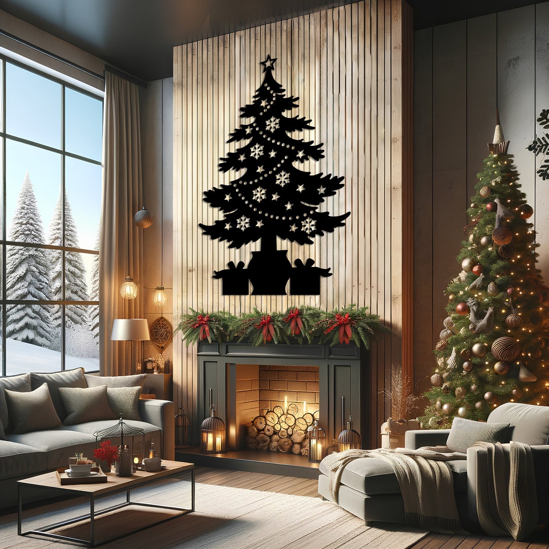 Christmas Tree Metal Wall Art, Christmas Tree Decor, Metal Merry ...