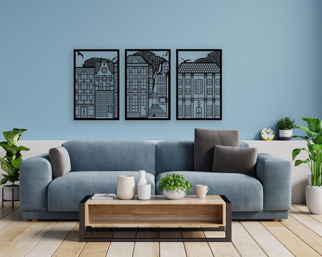 3 Piece Cityscape Metal Wall Art, Cityscape Wall Decor, Wall Hangings ...