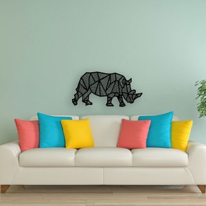 Linear Rhino Metal Wall Art, Rhino Metal Wall Decor, Animal Wall Sign ...