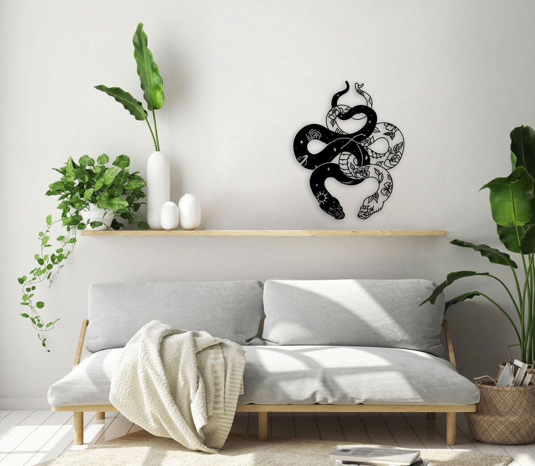 Snake Metal Wall Art, Metal Snake Decor, Mystical Wall Art, Wall Sign ...