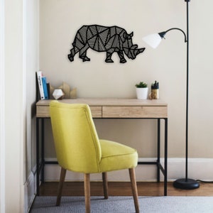 Linear Rhino Metal Wall Art, Rhino Metal Wall Decor, Animal Wall Sign ...
