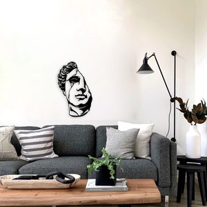 Half Statue Metal Wall Art Minimalist Line Wall Decor Face - Etsy