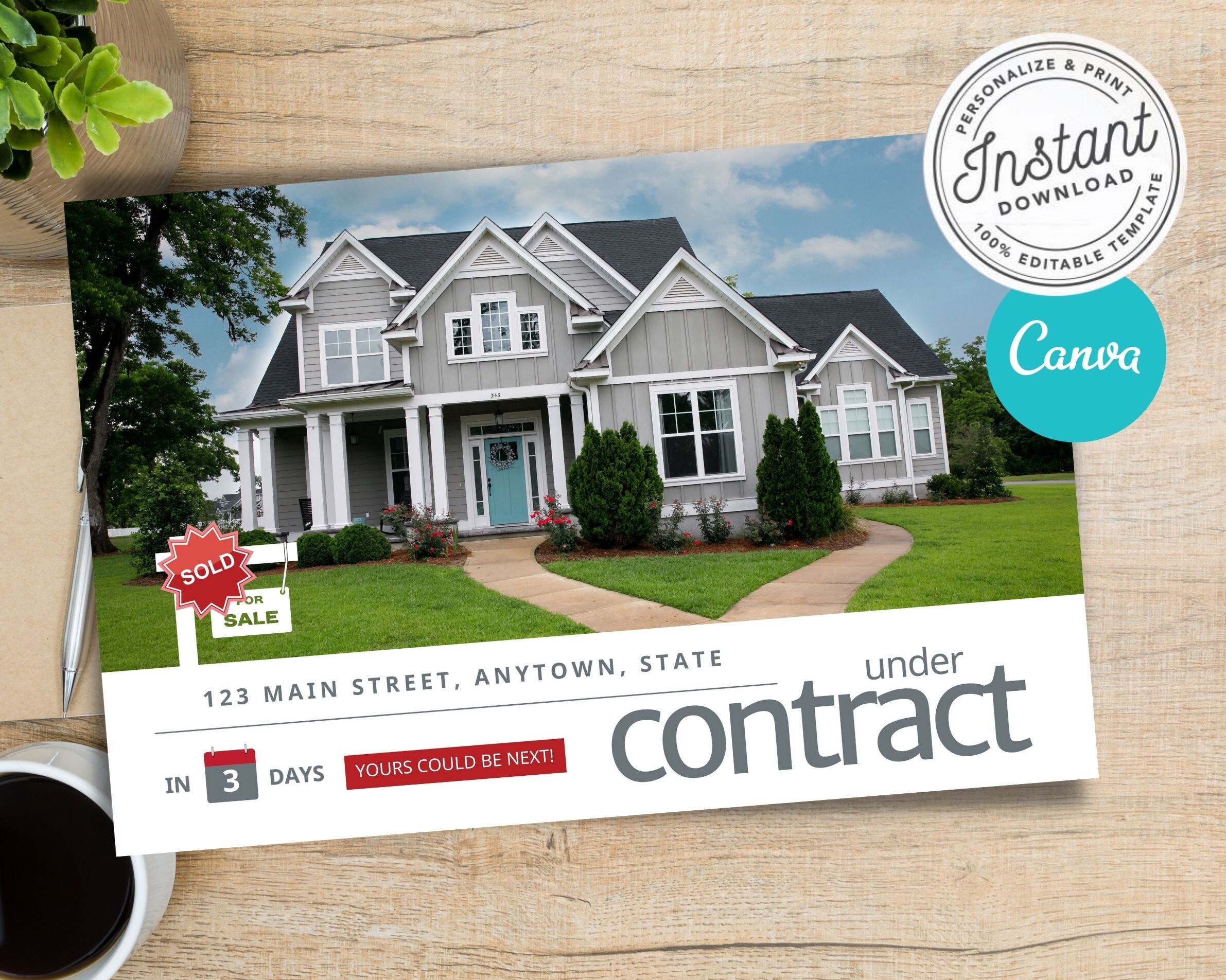Under Contract Real Estate Postcard, Just Sold, Real Estate Postcard ...