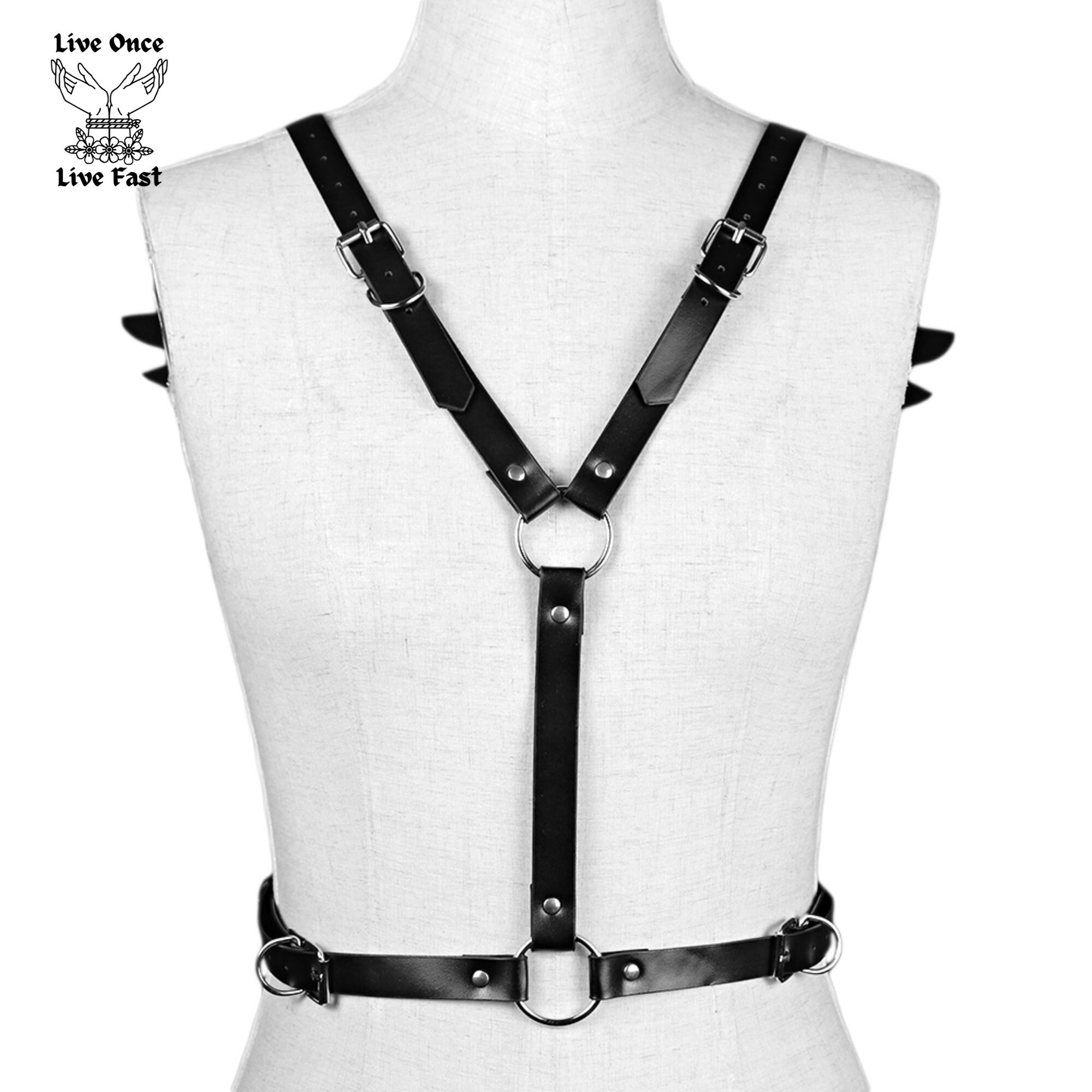 Bdsm Lingerie Bondage Body Harness Angel Wings Faux Leather Erotic Sexy