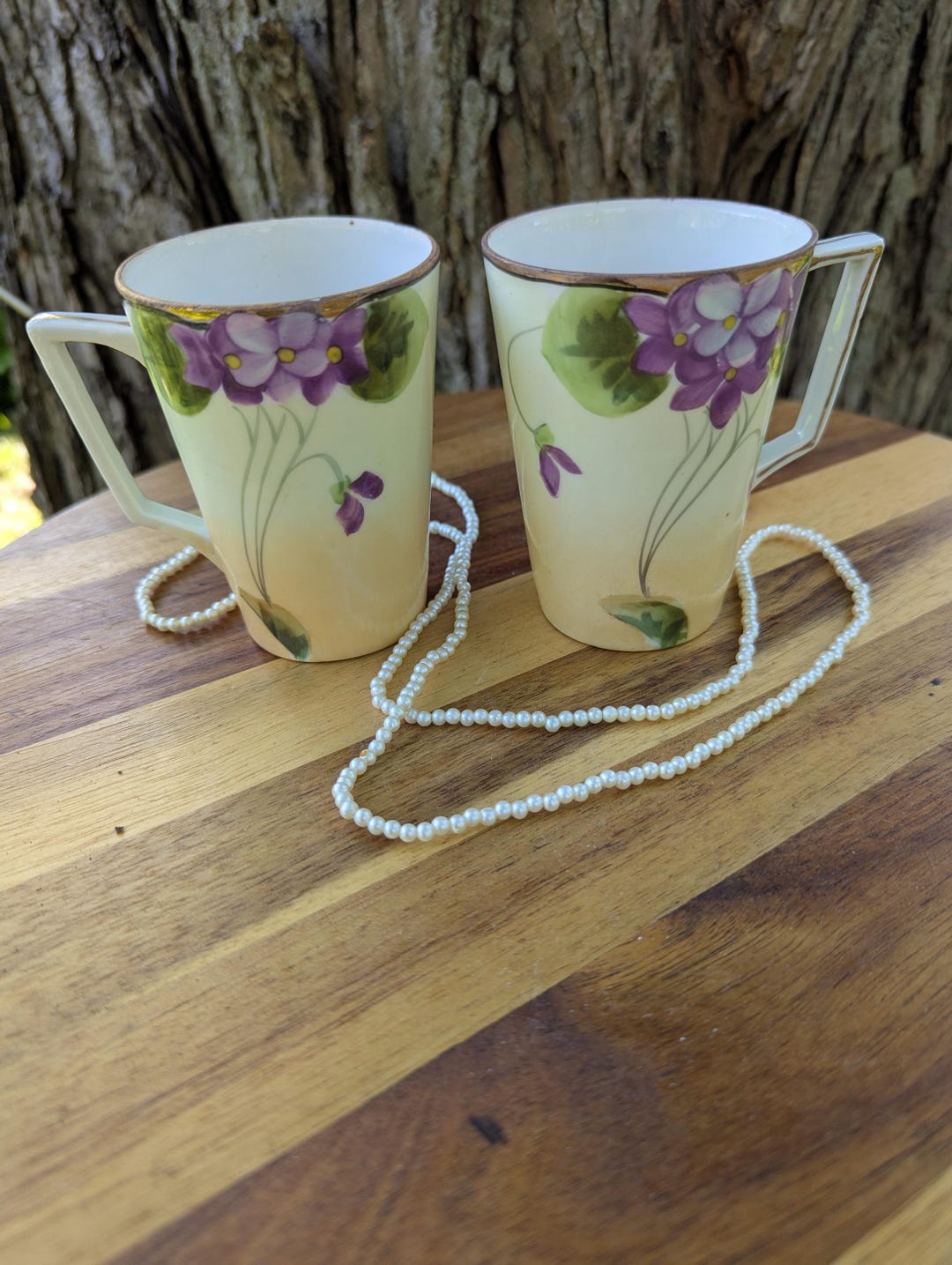 Antique Nippon Cup Lemonade Cup Violets Art Deco Cups Vintage Cider Mug ...