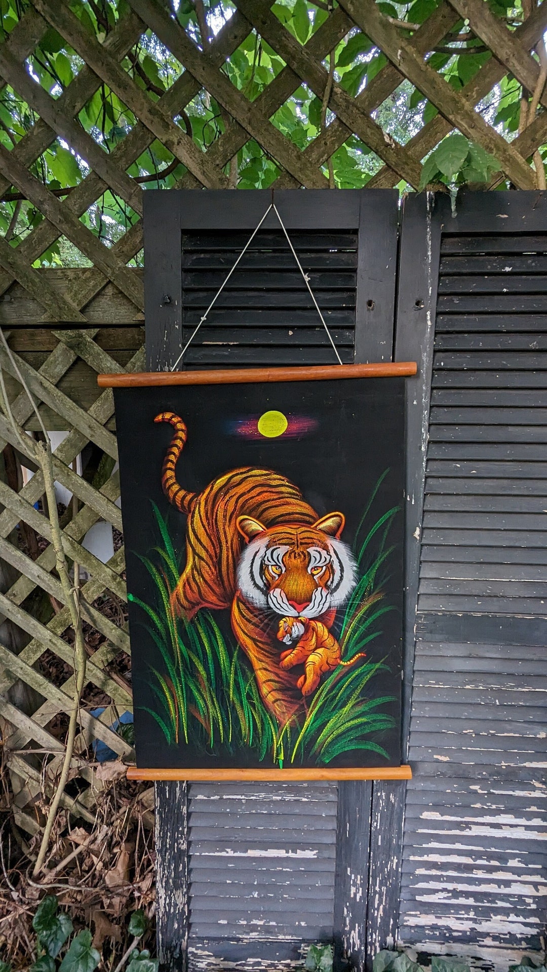 Jungle Décor Tiger Print Jungle Animal Tiger Wall Hanging Hand Painted ...