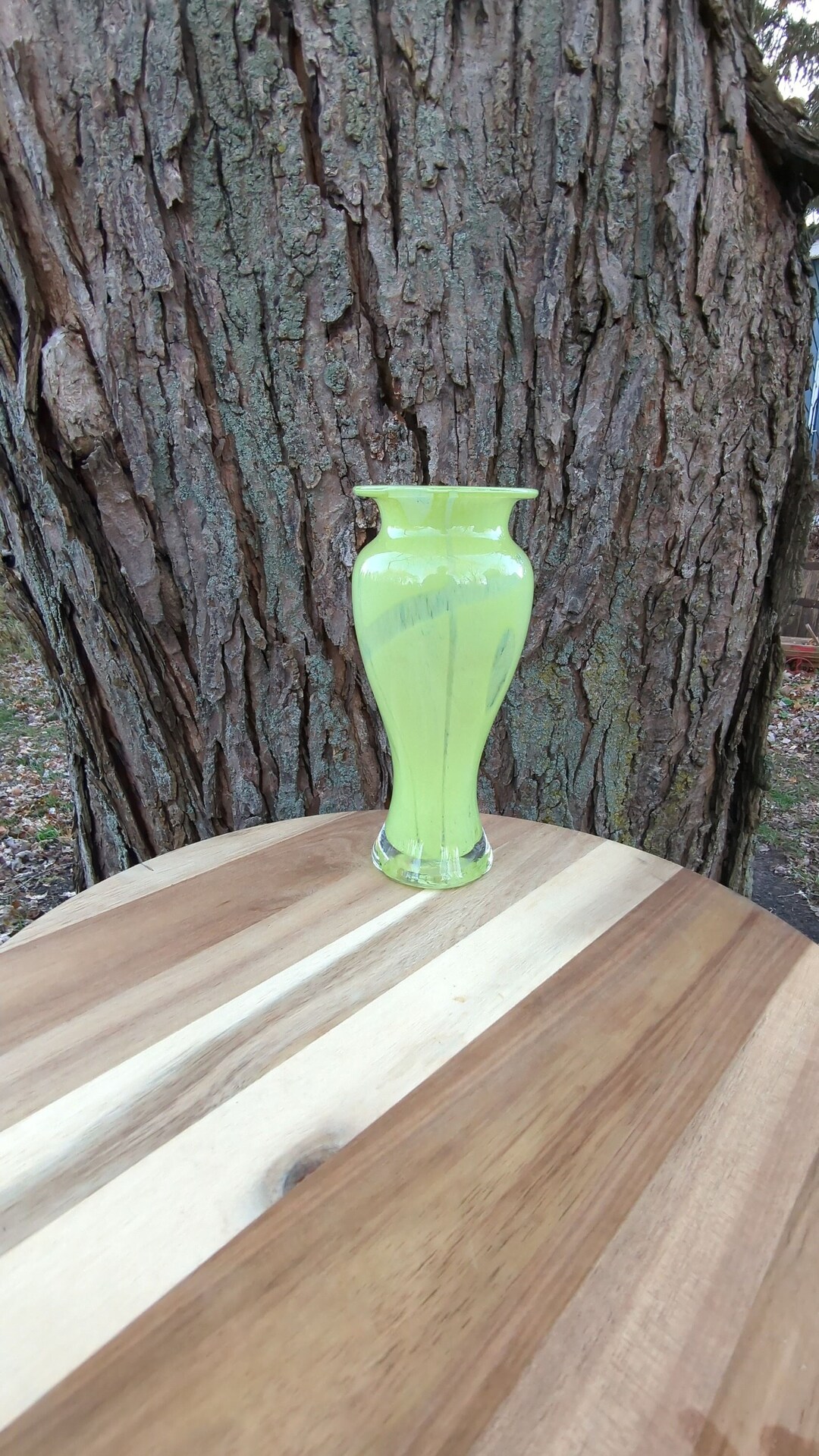 Chartreuse Green Art Glass Vase Lime Green Vase Hand-blown Glass Vase ...