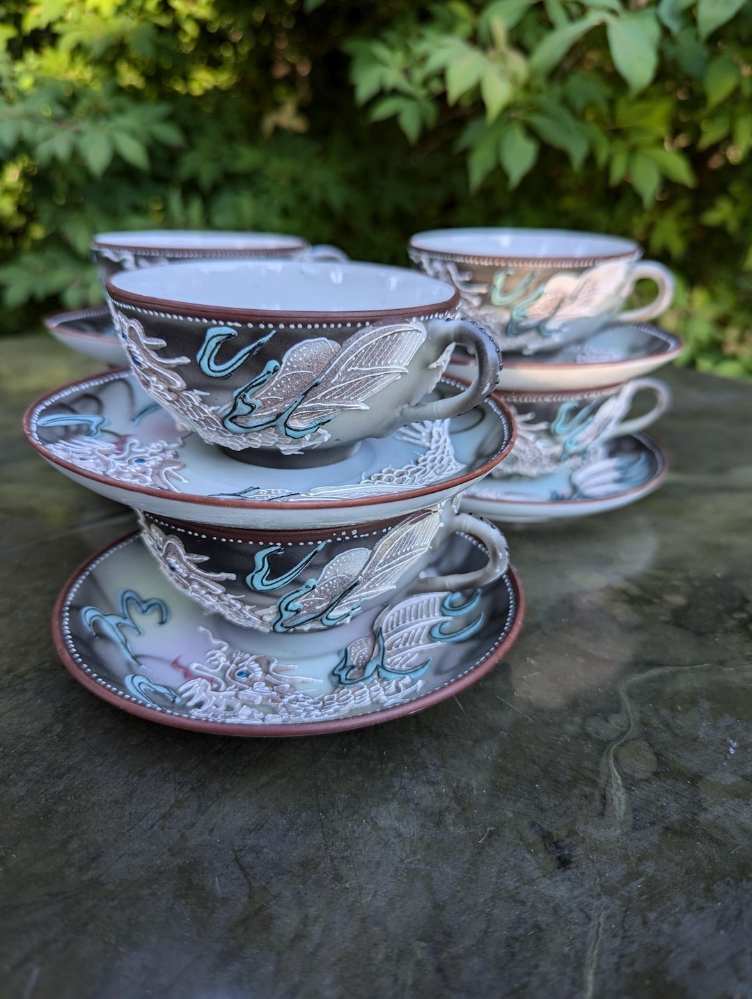 Flying Dragon Moriage Dragonware Teacup and Saucer Vintage Tea Set ...