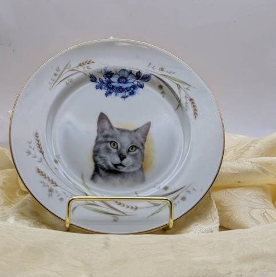 Cat Plate Green Eyed Cat Kitten Plate Small Kitty Plate - Etsy