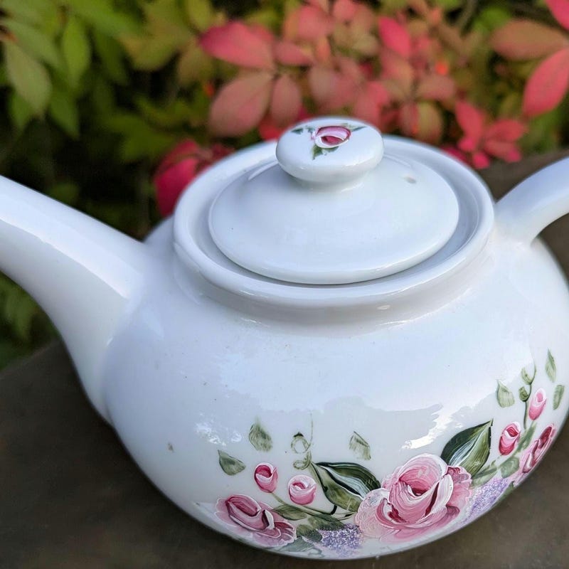 Pink Rose Teapot - Etsy