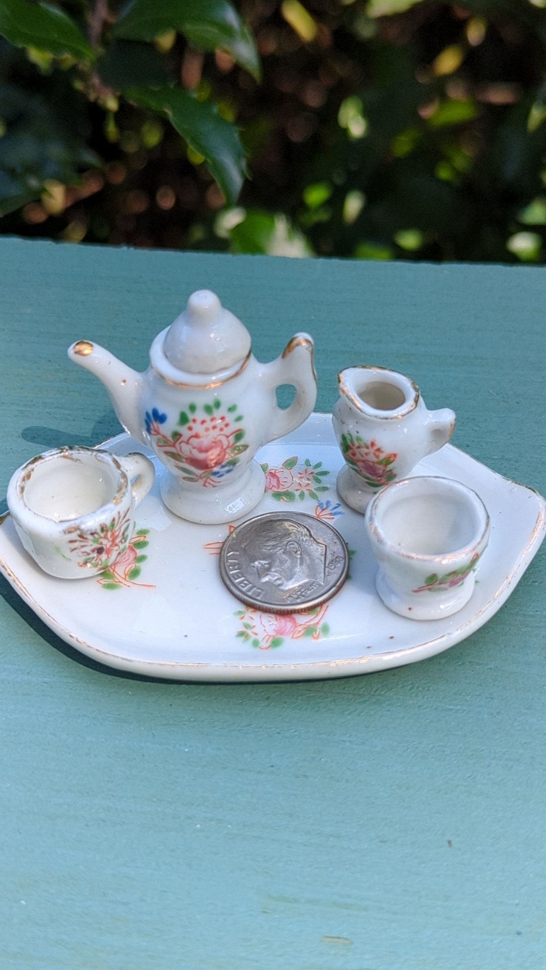 Mid Century Doll Tea Set Miniature Tea Set Occupied Japan Tiny Tea Set ...