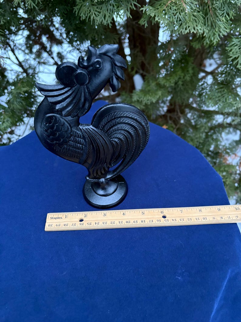 Vintage Chicken Figurine Cast Iron Rooster Doorstop Country Décor Farm ...