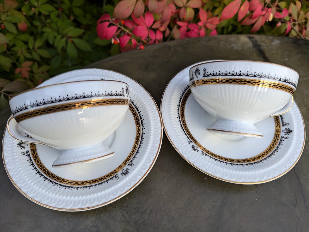 Teacup Set Black and Gold Teacup Cottage Core Vintage Teacup China ...