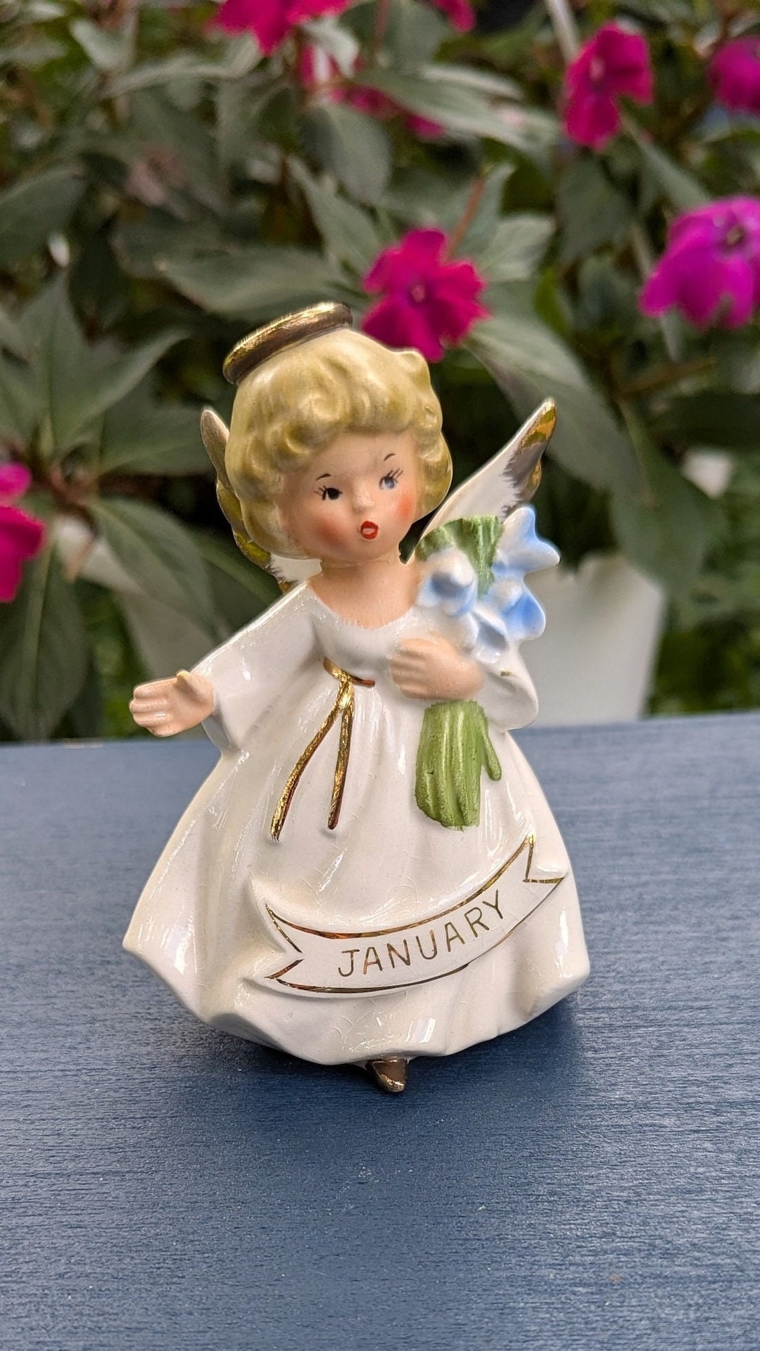 January Birthday Angel January Angel White Porcelain Angel Gift Vintage ...
